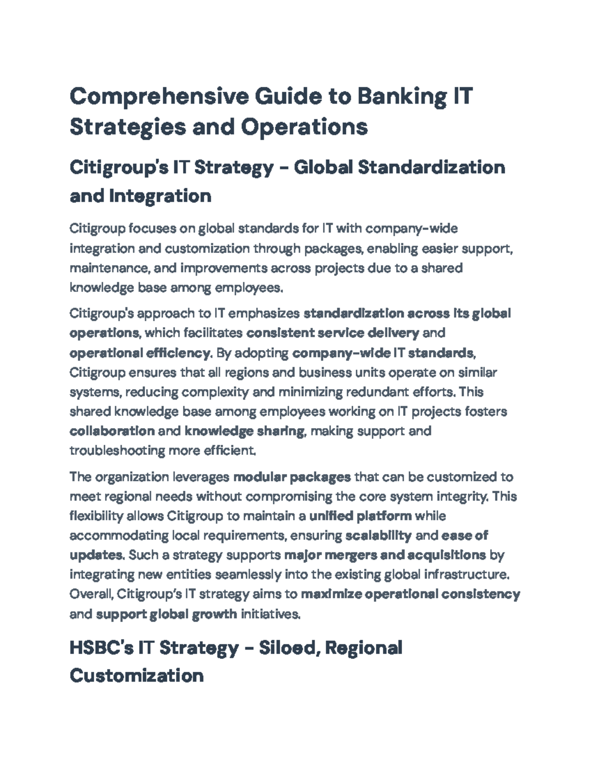 Comprehensive Guide to IT Strategies in Banking: Citigroup vs HSBC ...