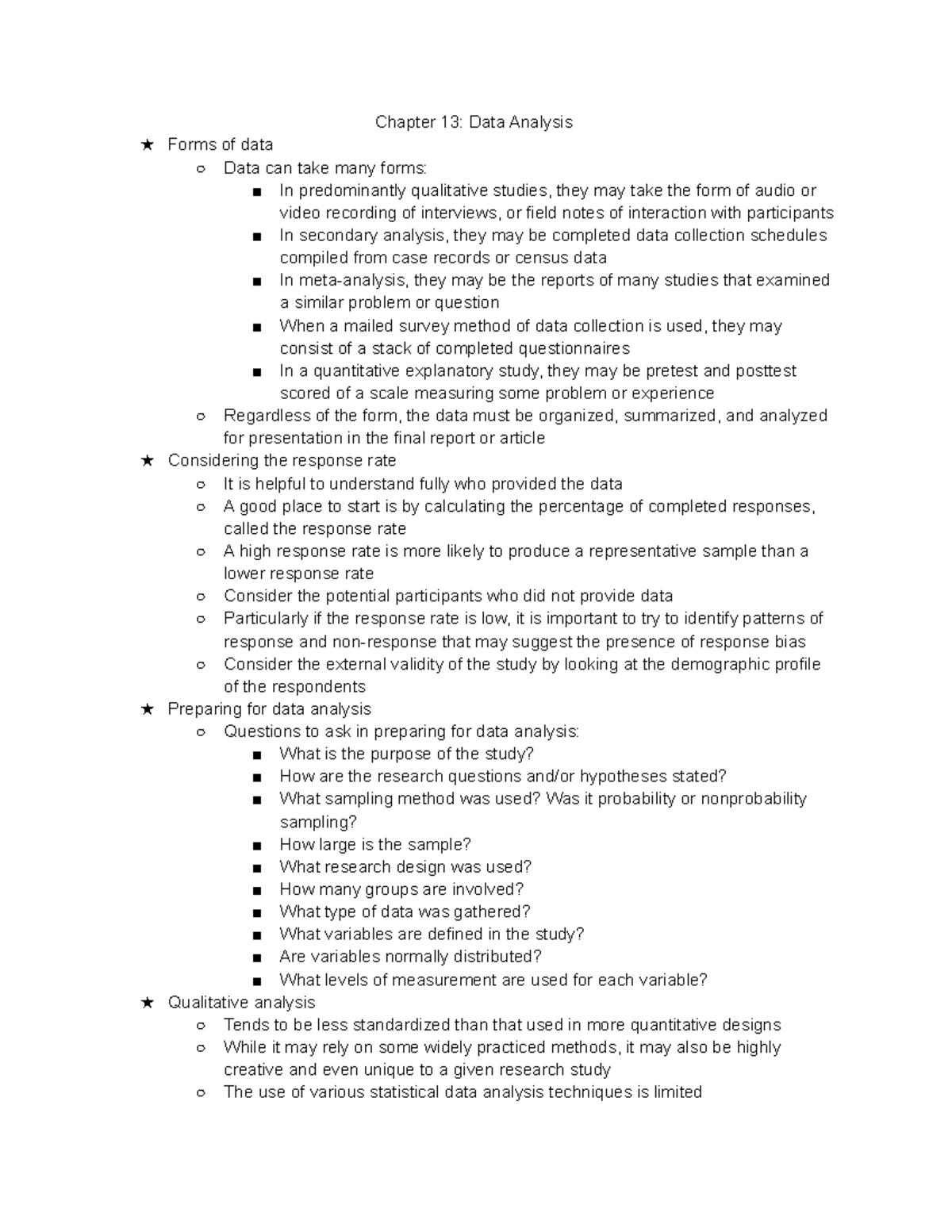 Chapter 13 Data Analysis - Chapter 13: Data Analysis ★ Forms of data ...
