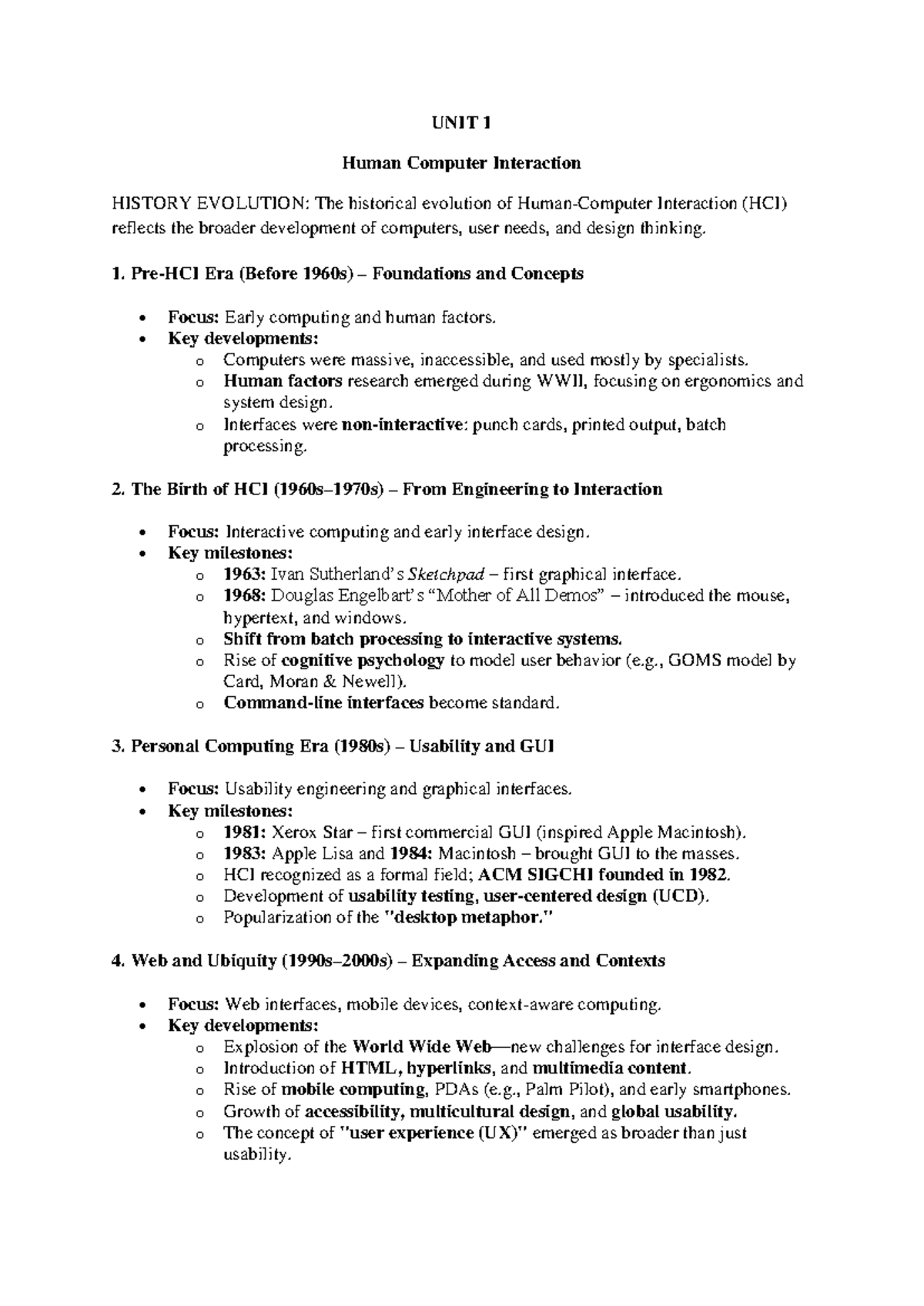 HCI 101: Unit 1 - History and Evolution of Human-Computer Interaction ...