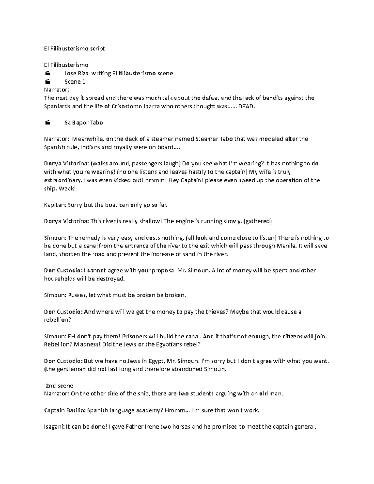 El Filibusterismo Script: An Analysis of Key Scenes and Characters ...