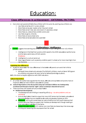 Class Difference in Achievement - External Factors (Complete ...