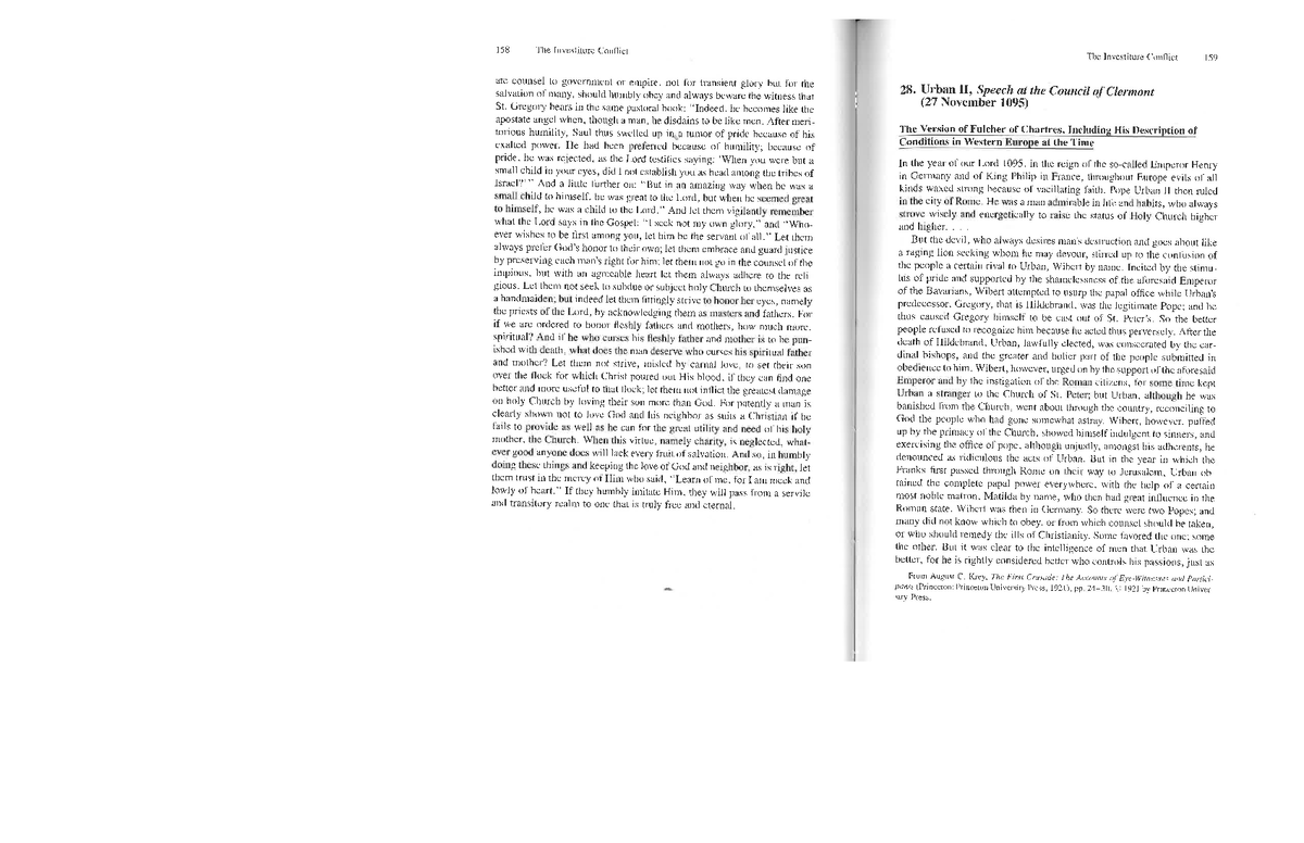158 The Investiture Conflict: An Analysis of Urban II's Council of ...