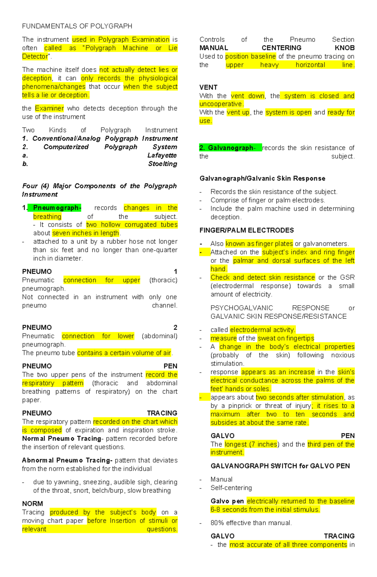 Fundamentals of Polygraph Examination - Study Reviewer - Studocu
