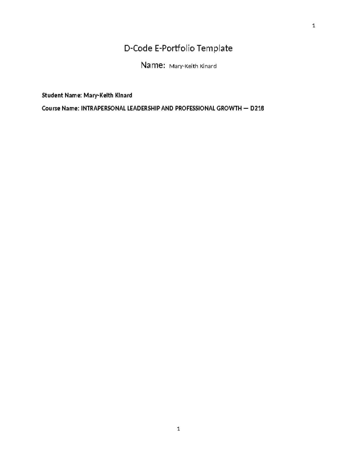D218 WGU Portfolio Template 5 - D-Code E-Portfolio Template Name: Mary ...