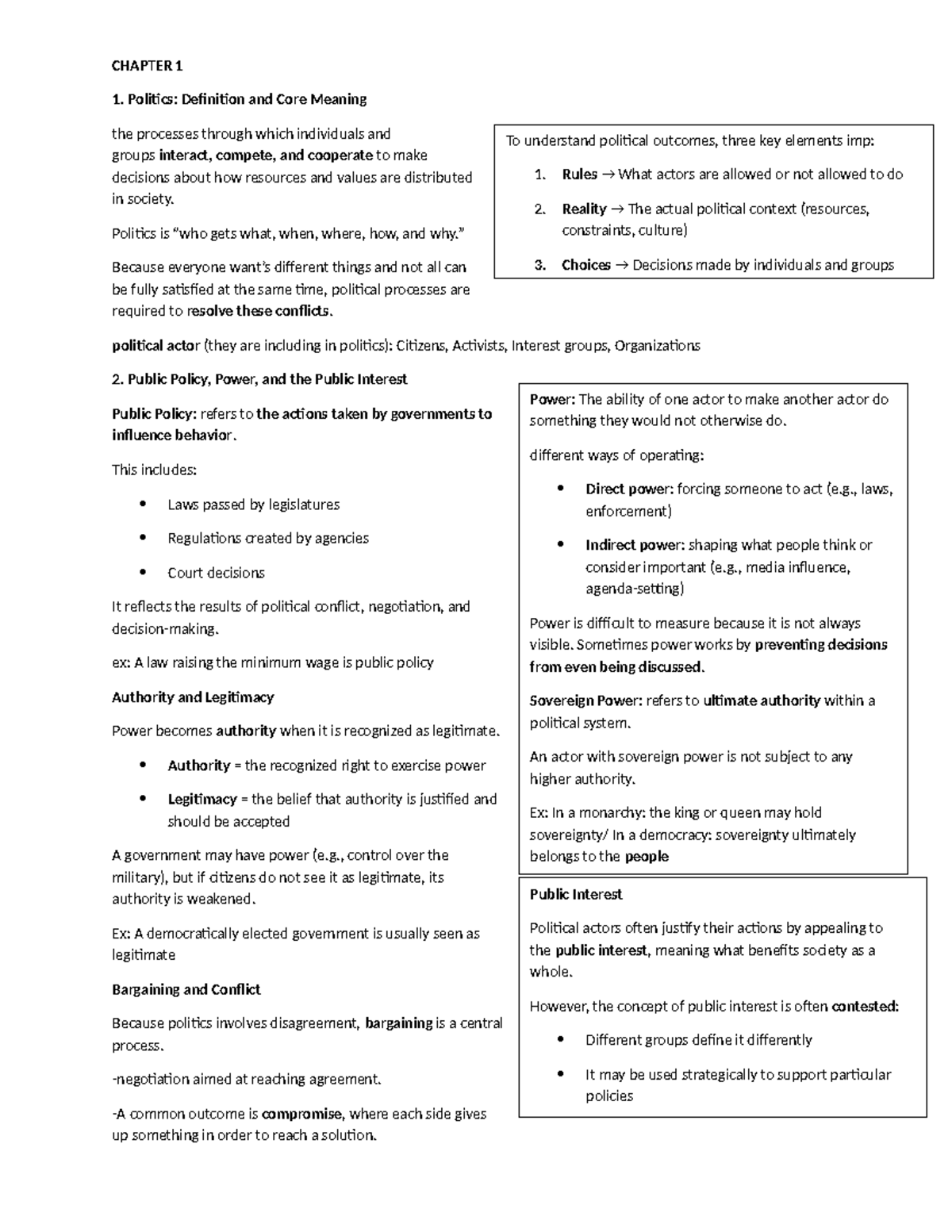 POLI SCI 101: Comprehensive Summary of Key Concepts and Theories - Studocu