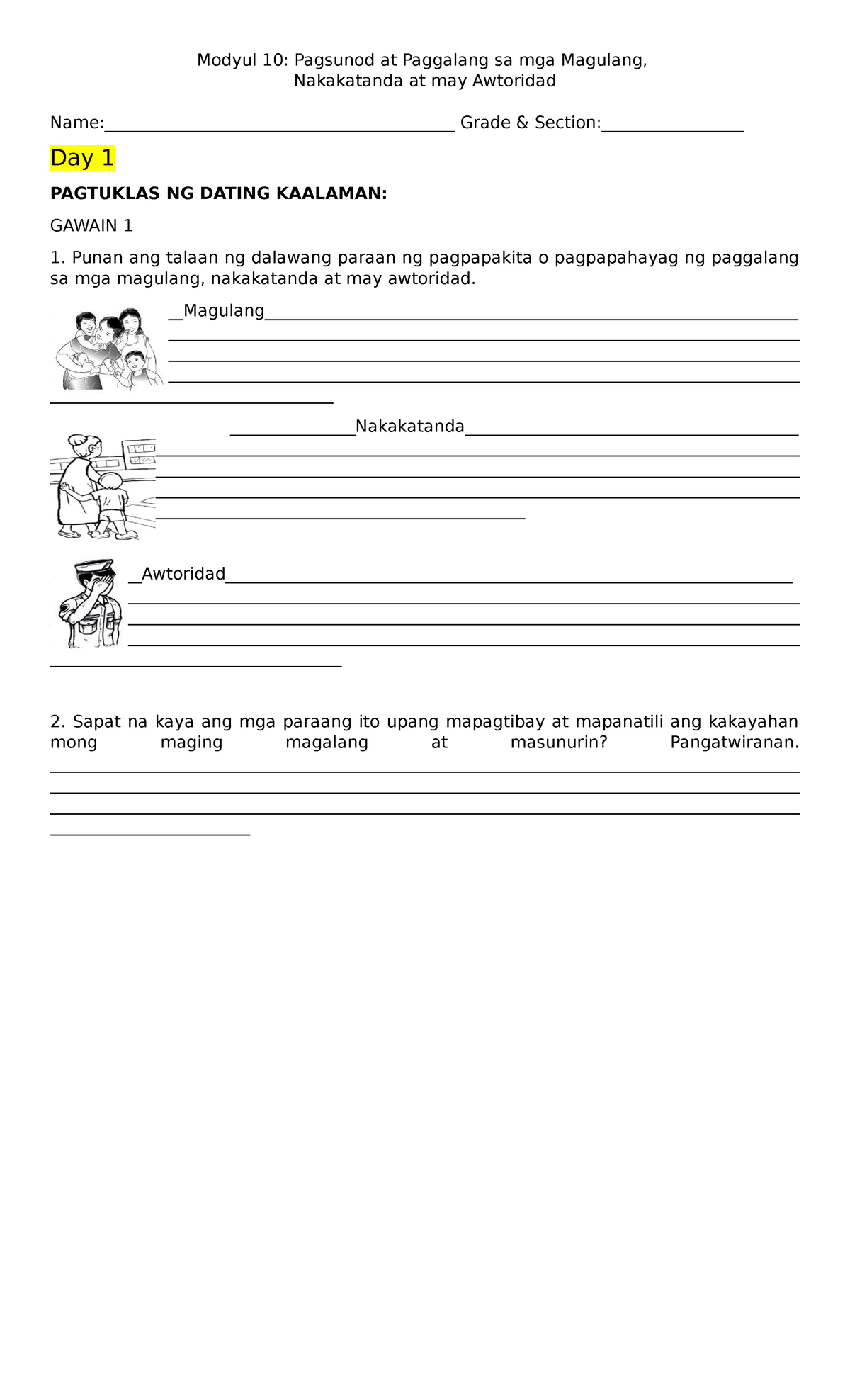 Modyul 10 Paggalang at Pagsunod Asynchronous - Modyul 10: Pagsunod at ...