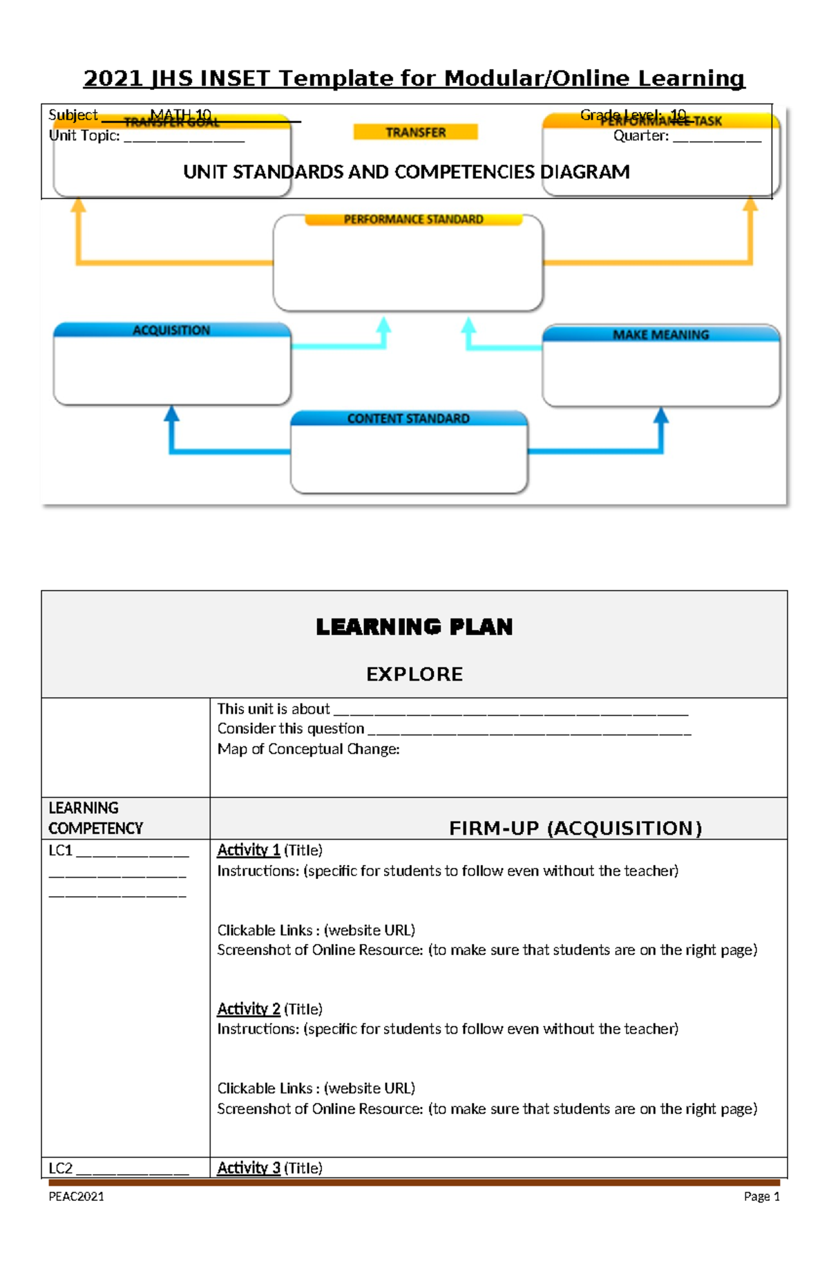 MATH 10 1ST Q - EFDT: Modular Learning Plan & Assessment Guide - Studocu