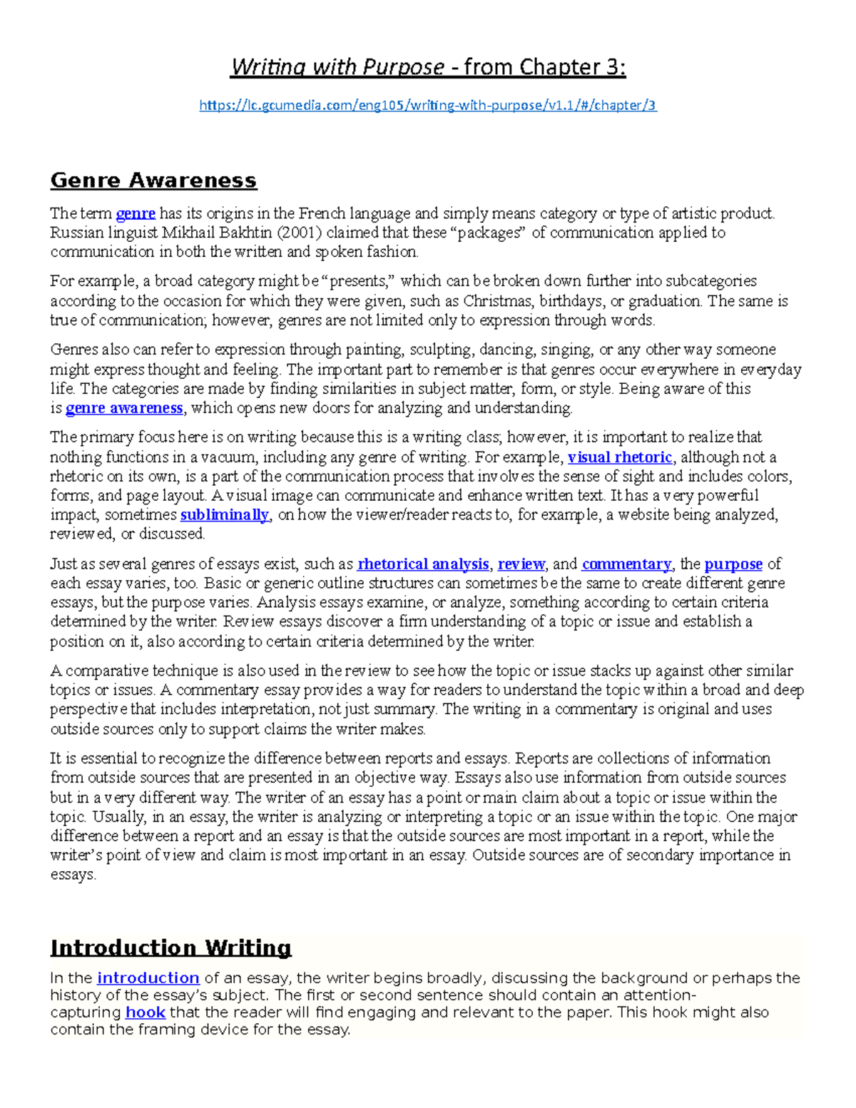 ENG105 Writing with Purpose: Insights from Chapter 3 Notes - Studocu