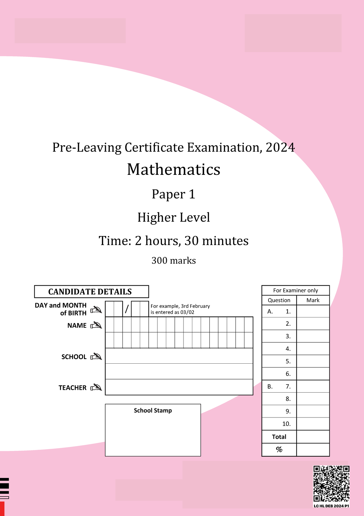 LC HL DEB 2024 Mathematics Paper 1 Higher Level Exam Questions - Studocu