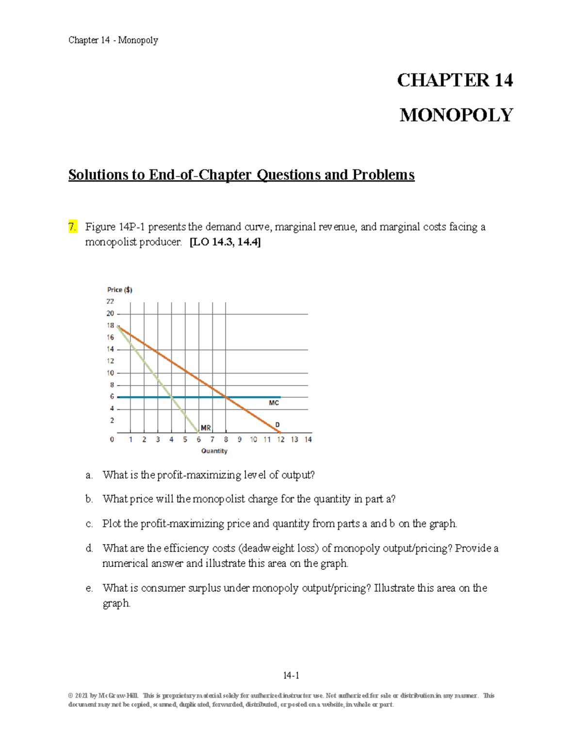 Chapter 14: Monopoly Problems & Solutions (ECON 101) - Studocu