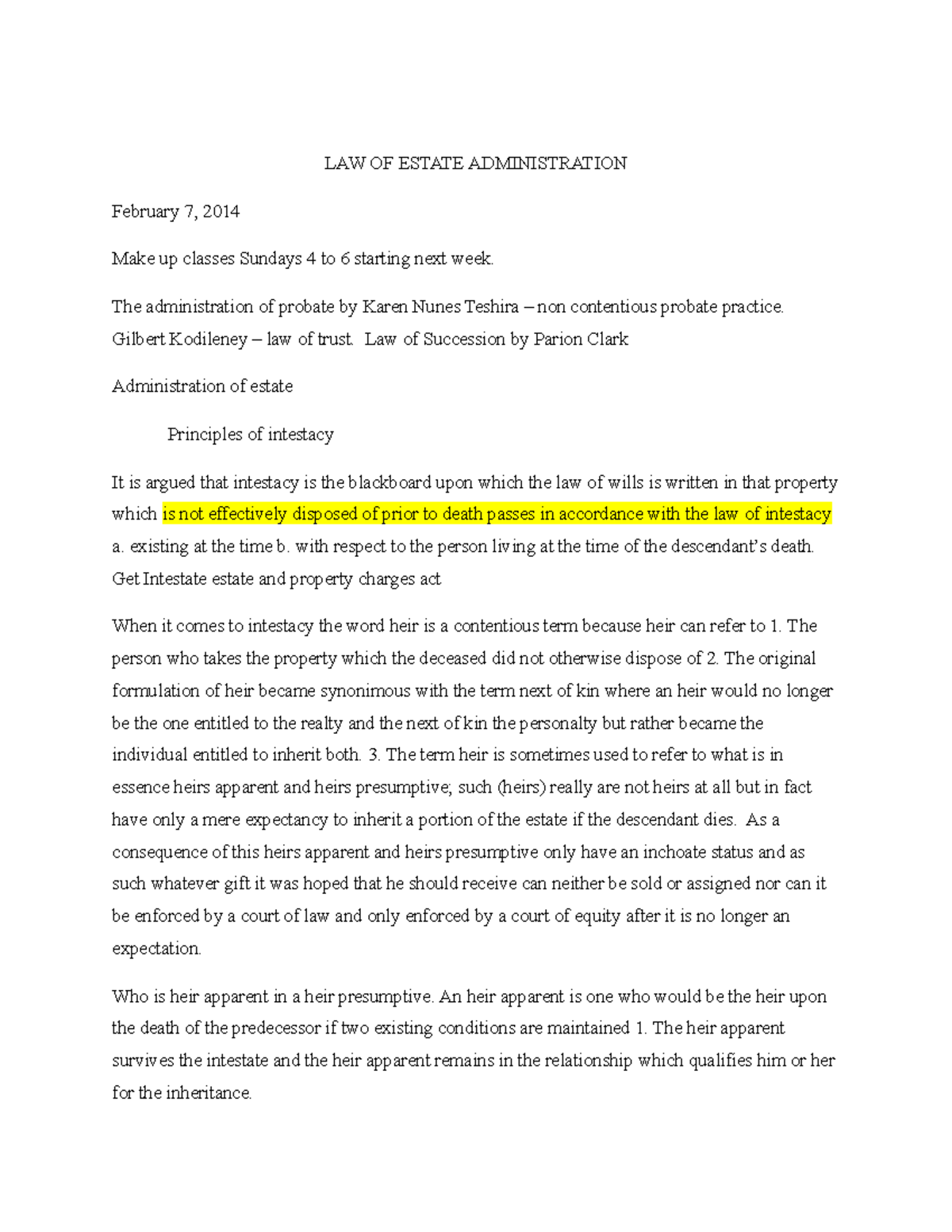 LAW 4450: Insights on Trust and Estate Administration Principles - Studocu