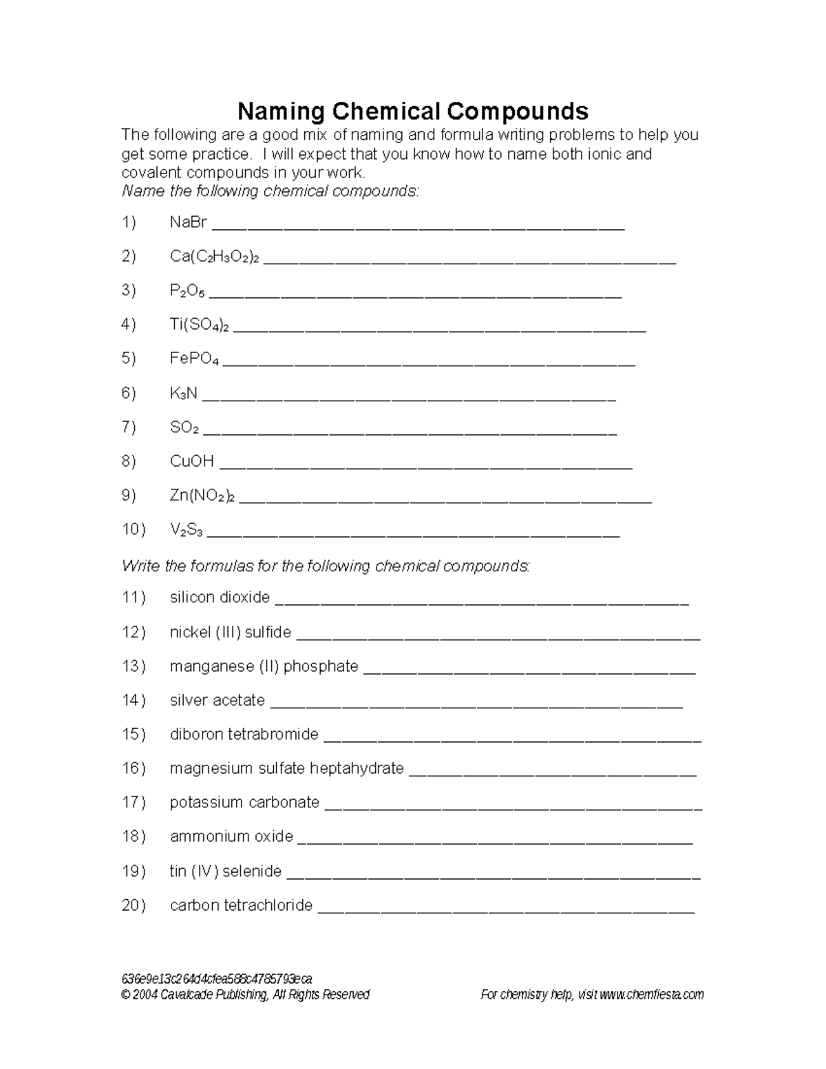 2. Practice Problems for Naming Mixed Chemical Compounds - Studocu