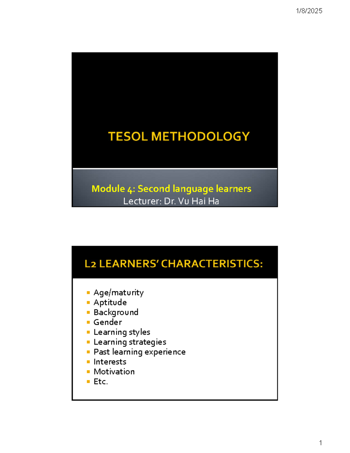 Module 4 - TESOL: Understanding Second Language Learners - Studocu