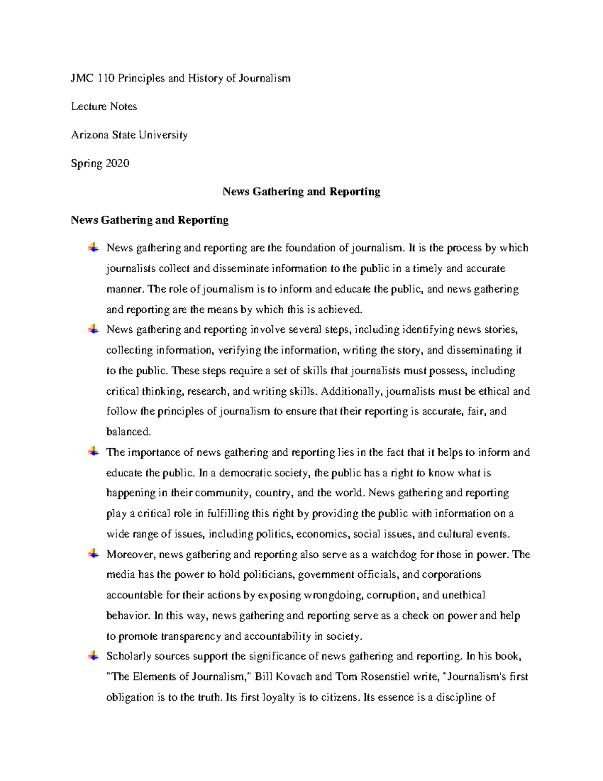JMC 110 Lecture Notes 3: The Fundamentals of News Gathering & Reporting ...
