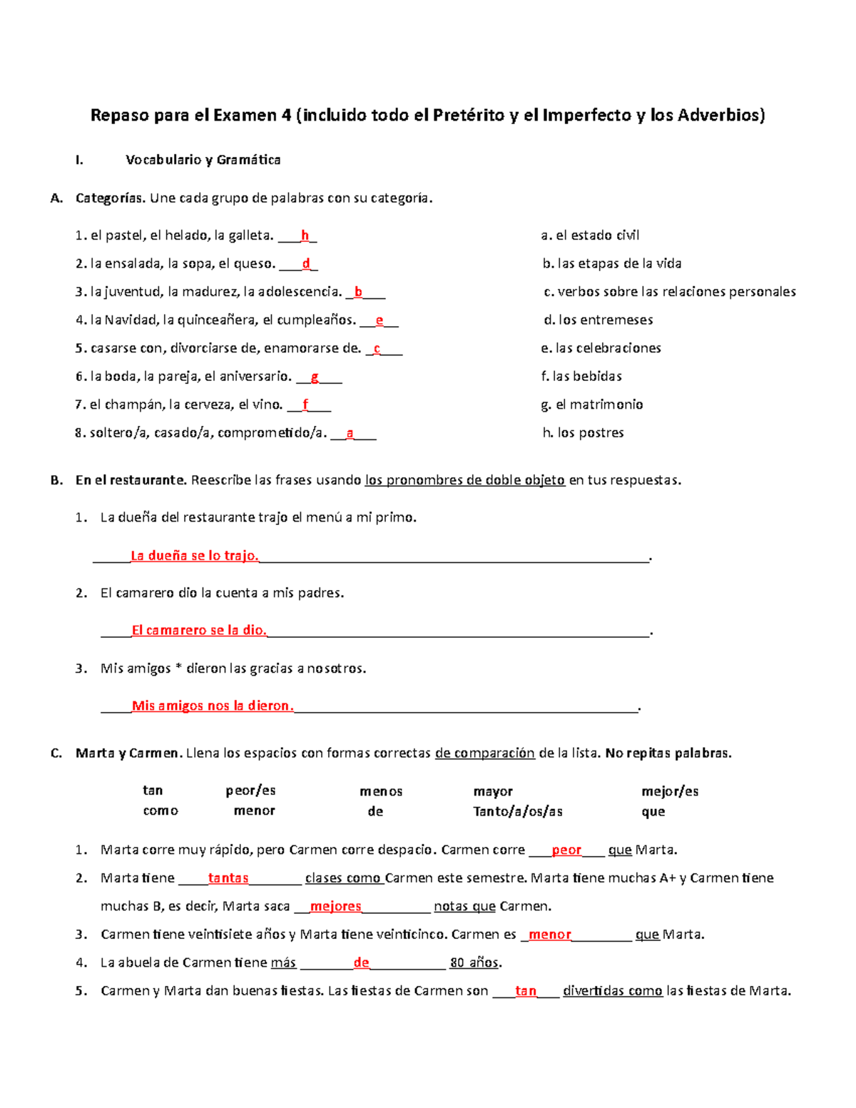 Practica 4Respuestas - Answers - Repaso para el Examen 4 (incluido todo ...