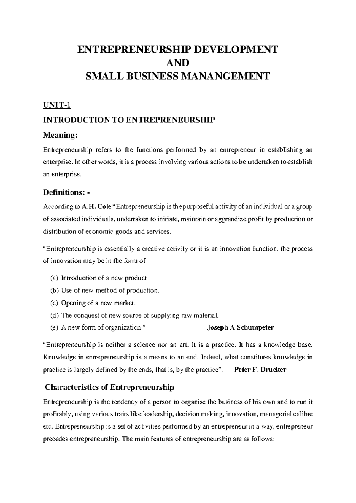 ED 1: Introduction to Entrepreneurship & Small Business Management ...