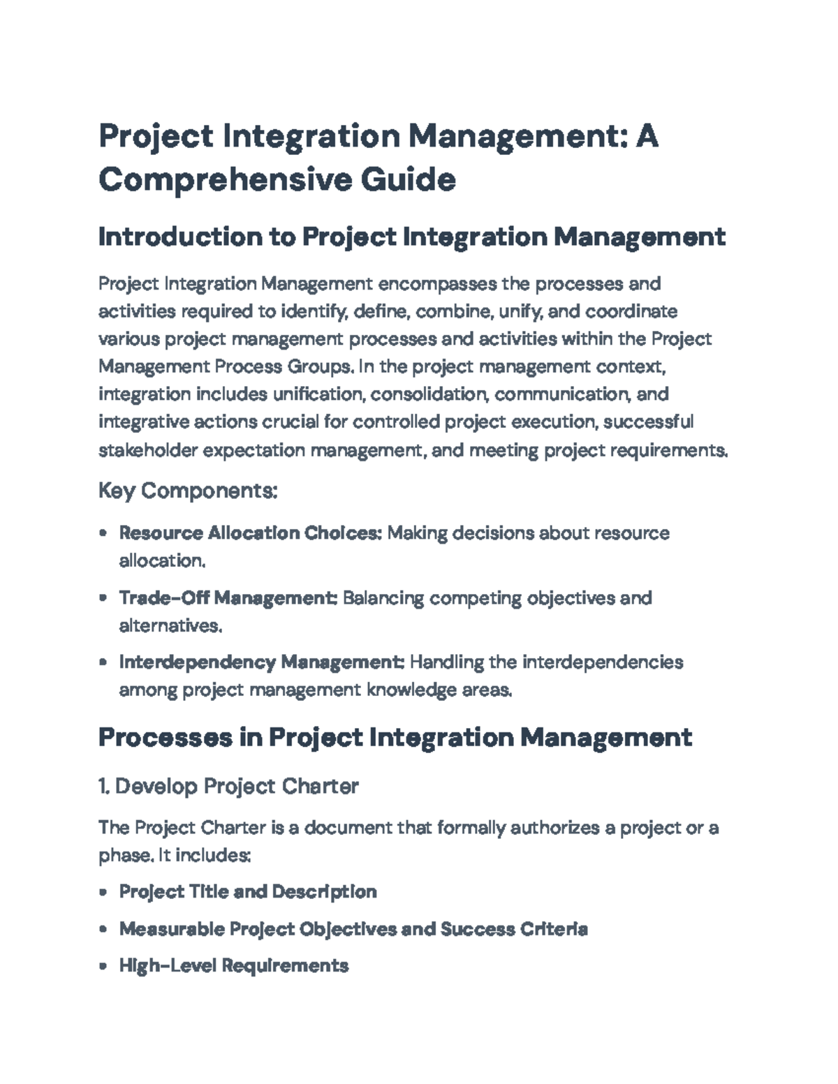Project Integration Management: Comprehensive Processes and Techniques ...