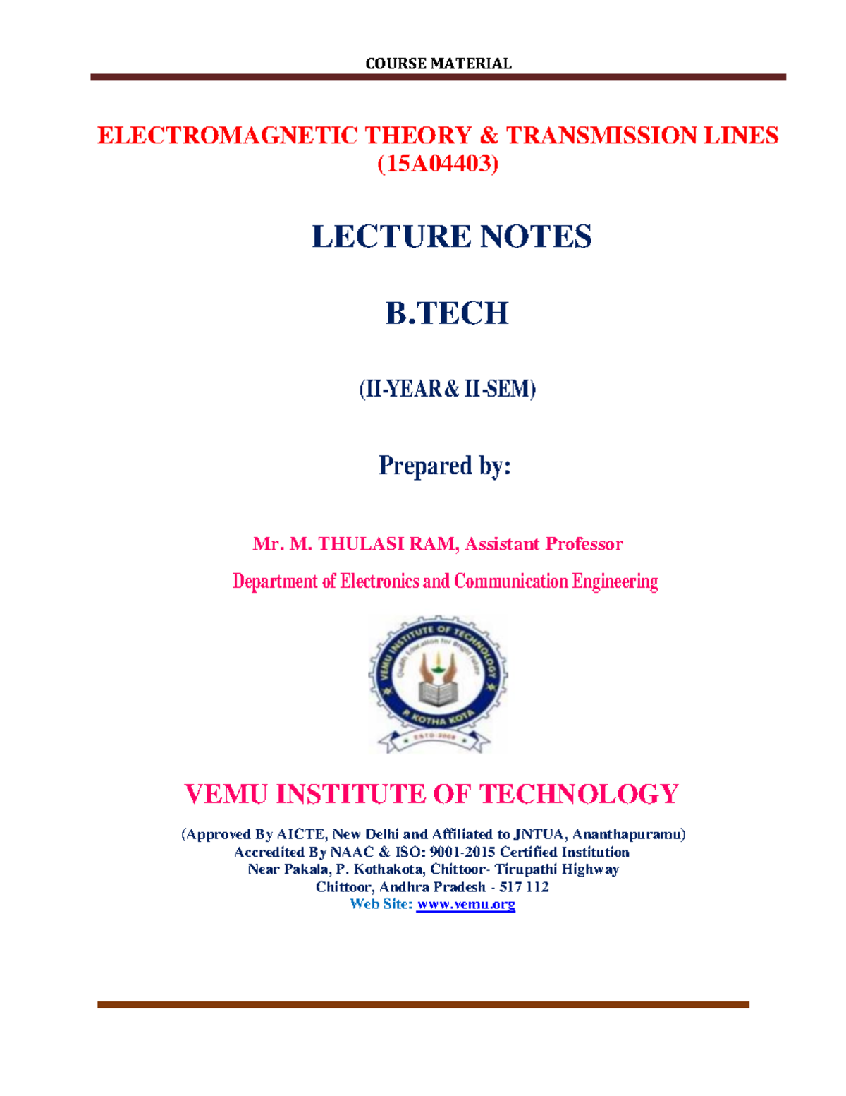 EMTL MAIN Material - Analog communication - COURSE MATERIAL ...