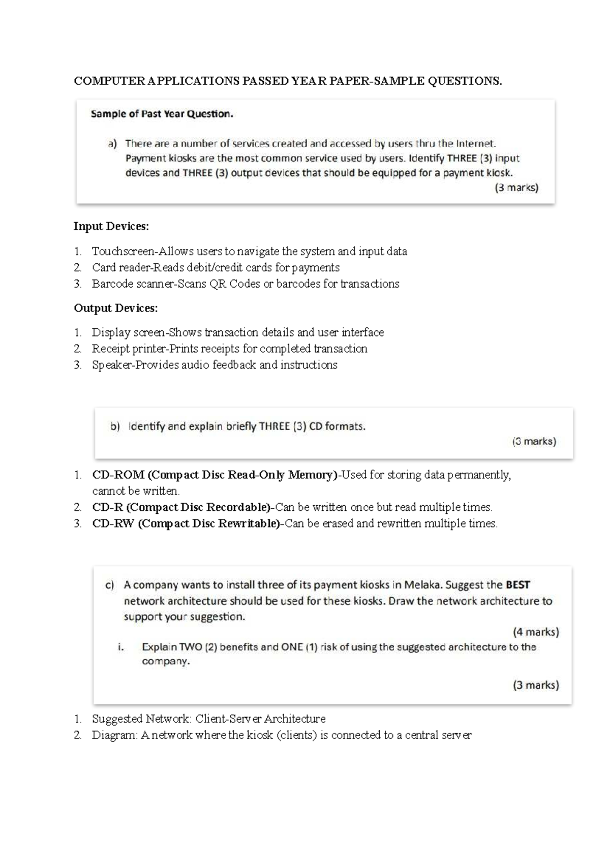 Computer Applications Passed YEAR Paper - COMPUTER APPLICATIONS PASSED ...
