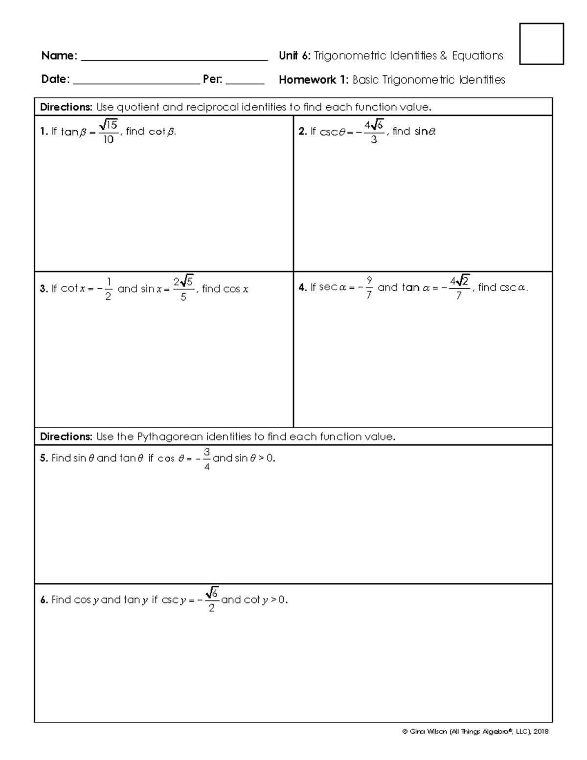 020325 Trig Identities & Equations Homework CW - Studocu