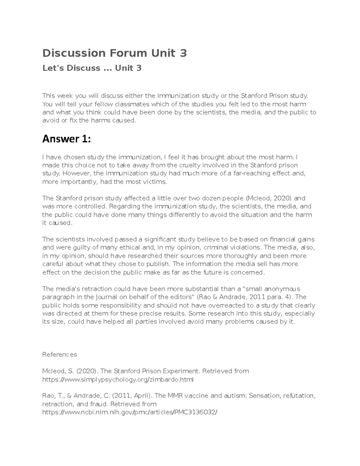 ENGL1102 Discussion Forum Unit 3 - Discussion Forum Unit 3 Let's ...