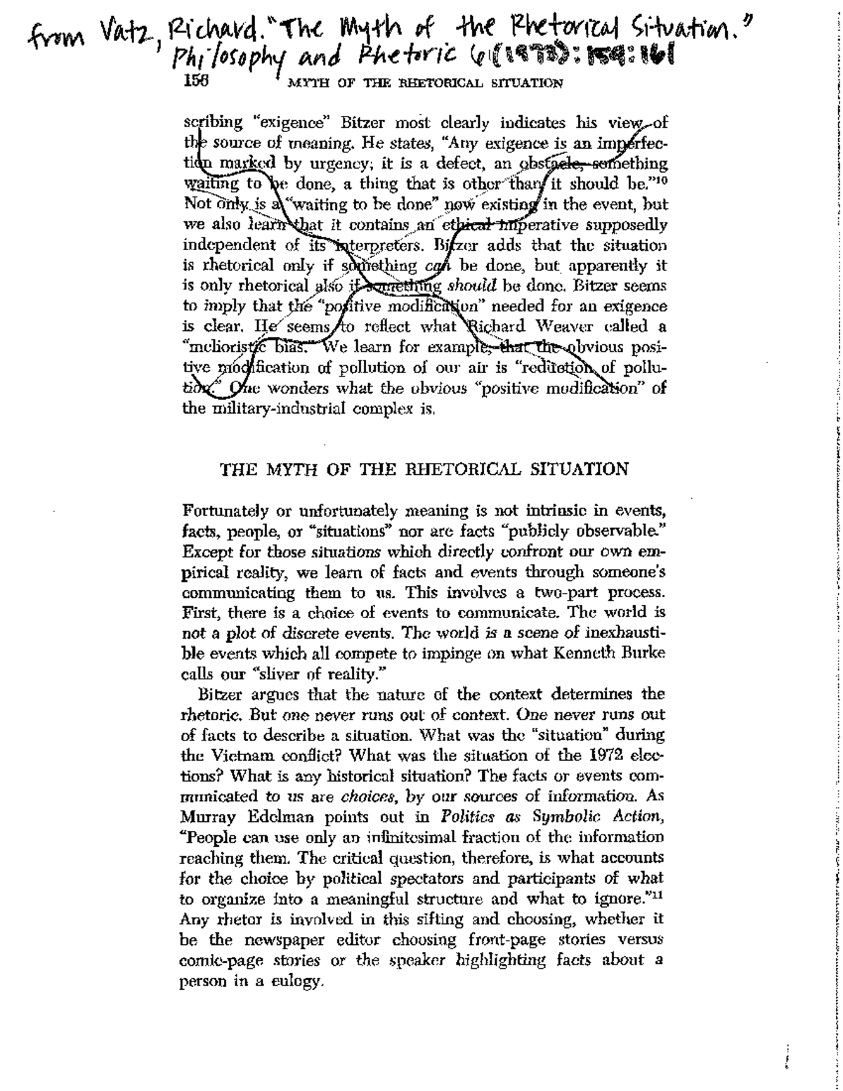 Final Exam Study Guide for Rhetoric: Myth of the Rhetorical Situation ...