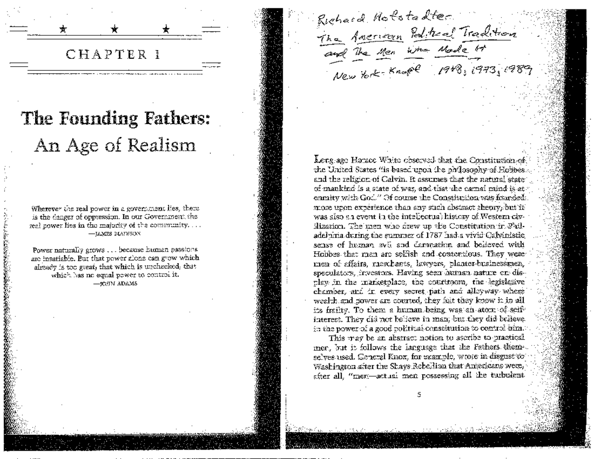 APT-Founding Fathers: An Age of Realism - Chapter 1 Analysis - Studocu