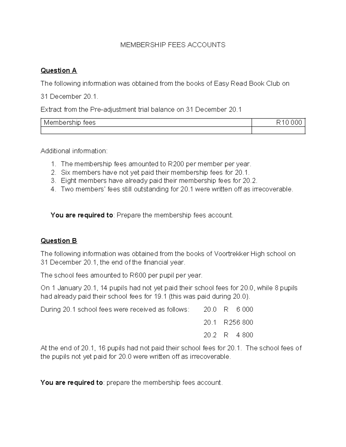 Q1 Membership Fees Accounts Analysis and Preparation - Studocu
