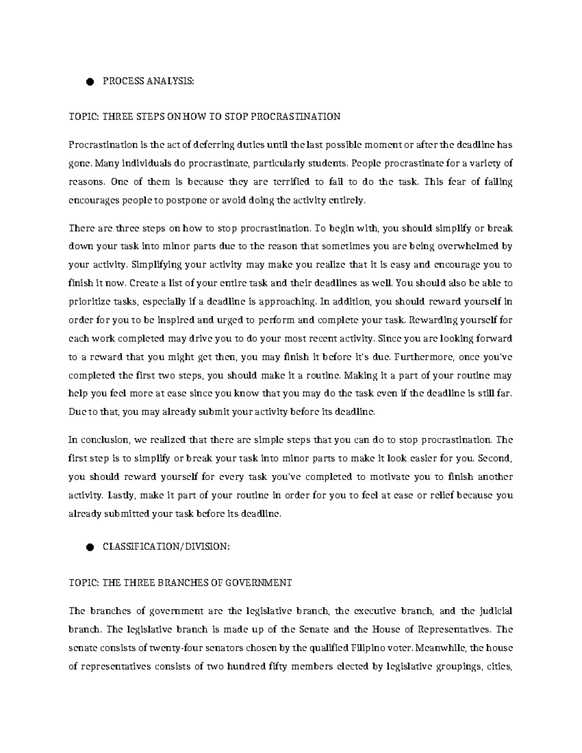 Reading-and-Writing Part-II - PROCESS ANALYSIS: TOPIC: THREE STEPS ON ...