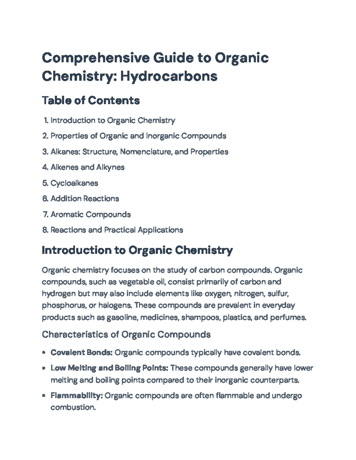 Comprehensive Guide to Organic Chemistry: Hydrocarbons Overview ...