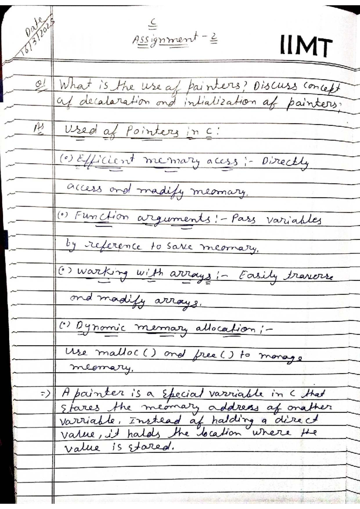 C Assignment 2 Lecture Notes On Pointers In C Programming Studocu