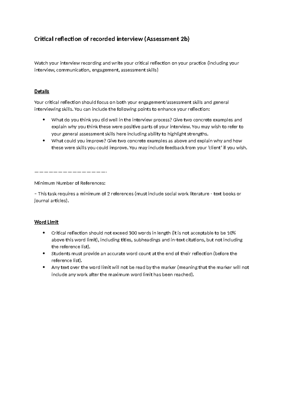 WELF7023 Critical Reflection on Interview Skills and Practice - Studocu