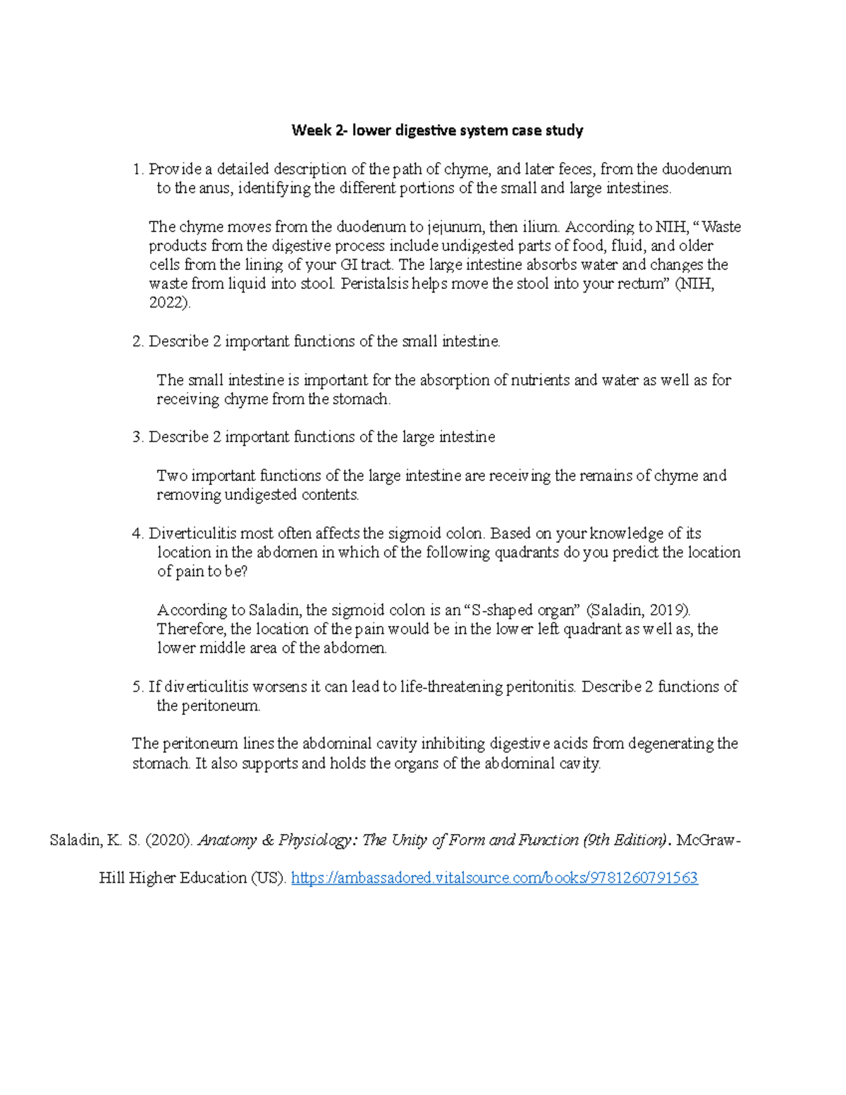 WK 2 CASE Study - Week 2- lower digestive system case study Provide a ...