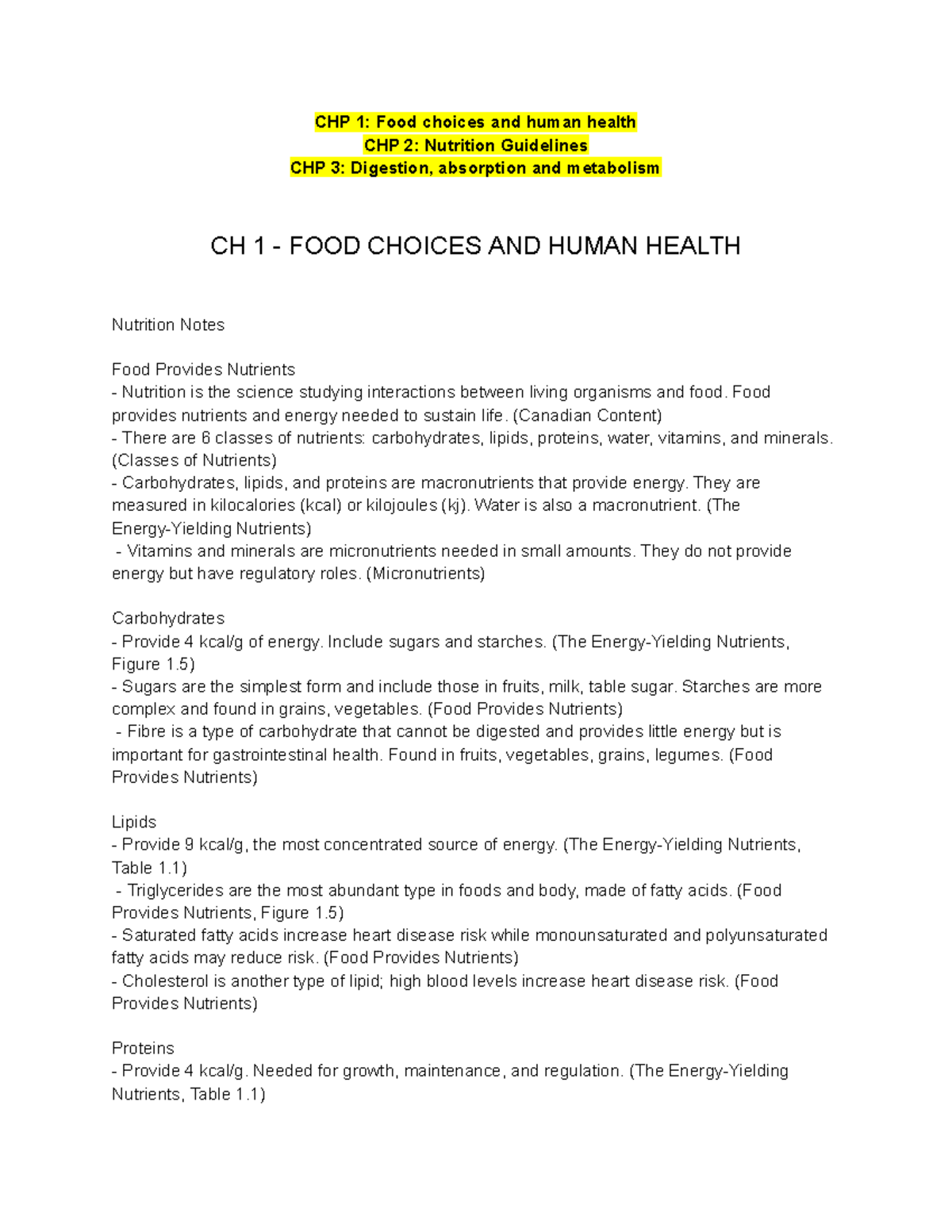 NUTR 100 CHP 1 - 3 - This document includes NUTR 100 - Chapter 1, 2 ...