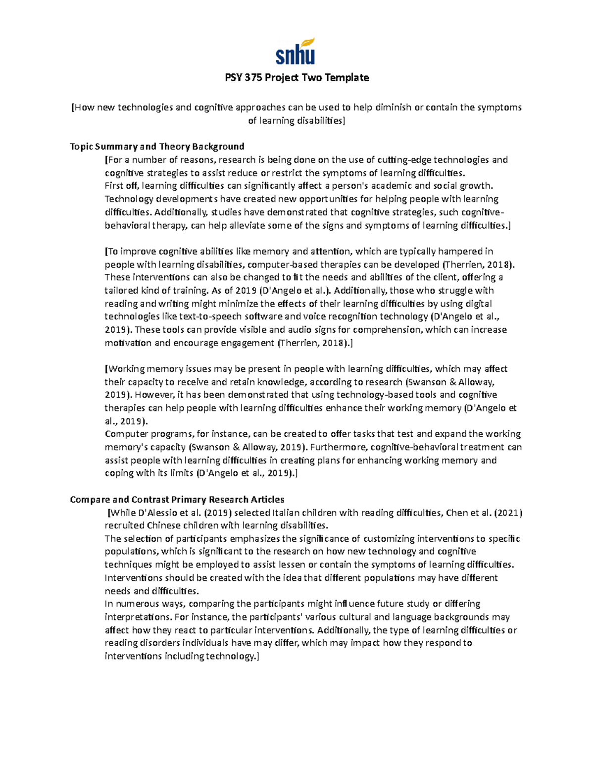 PSY 375 Project Two: Enhancing Learning Disabilities with Tech ...