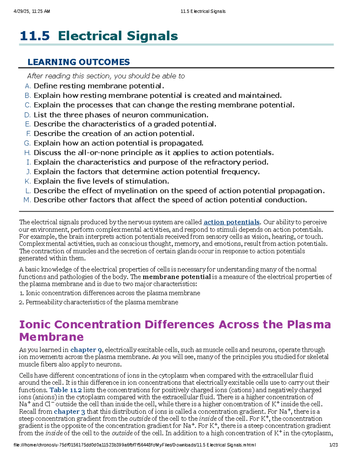 Understanding Action Potentials and Electrical Signals in Nerves - 11 ...