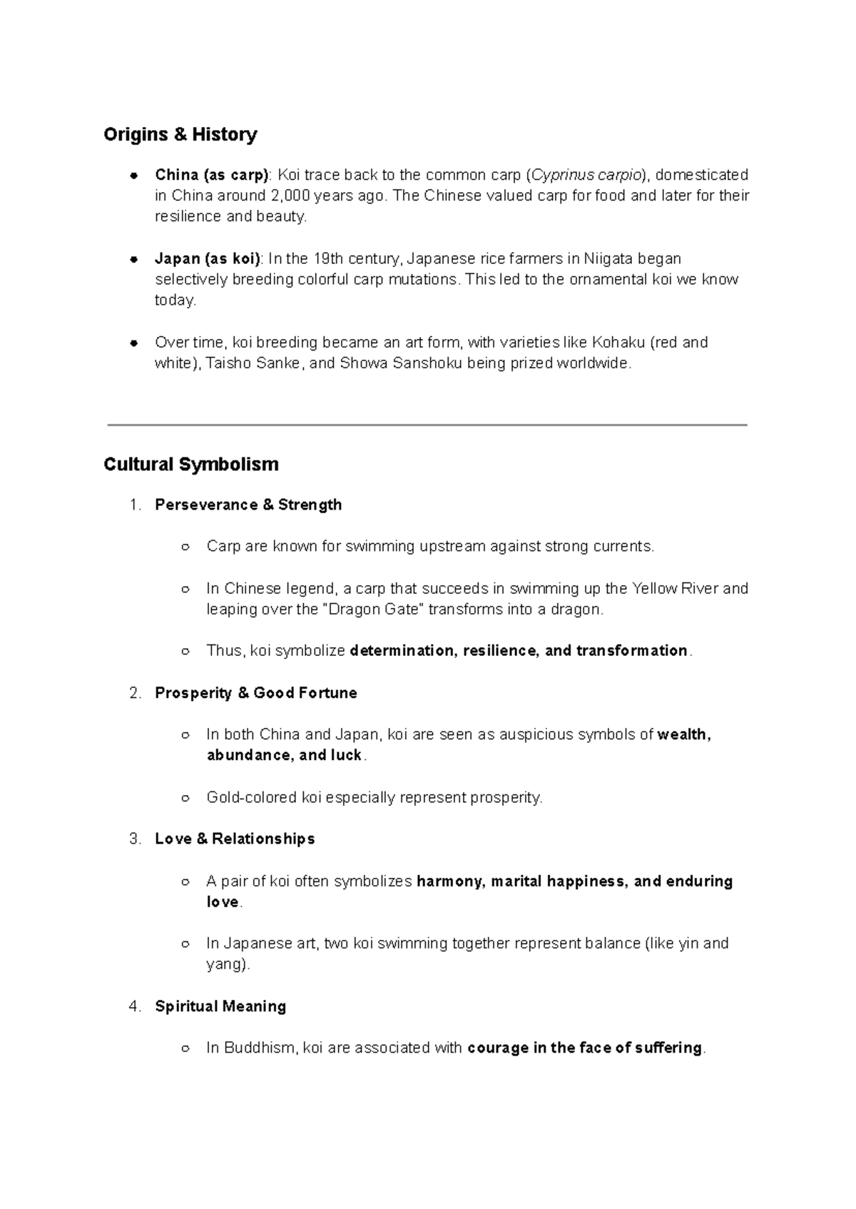 Koi History and Significance: Origins and Cultural Symbolism - Studocu