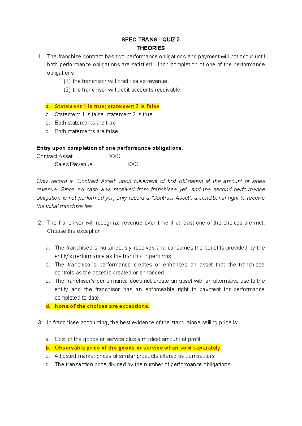 ACC5116 Spec. Trans. (Quiz 3-4) with Solutions and Theory Review - Studocu