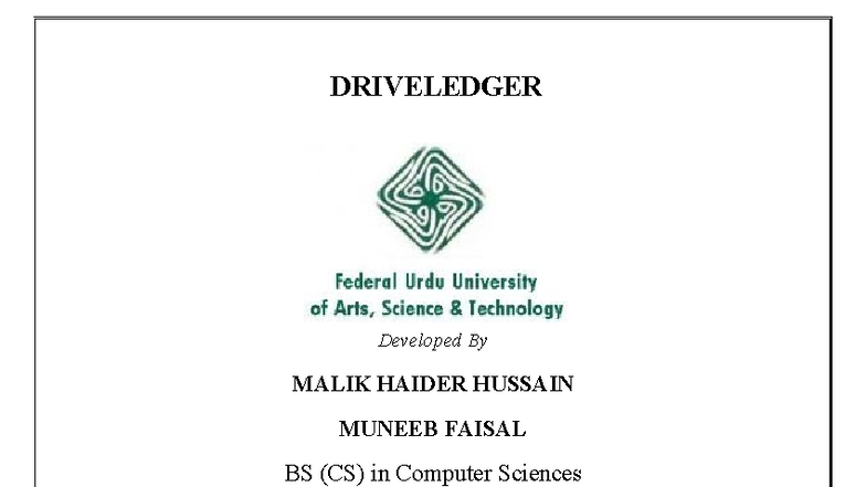 Project Proposal: DriveLedger Payment Management System (BS CS) - Studocu