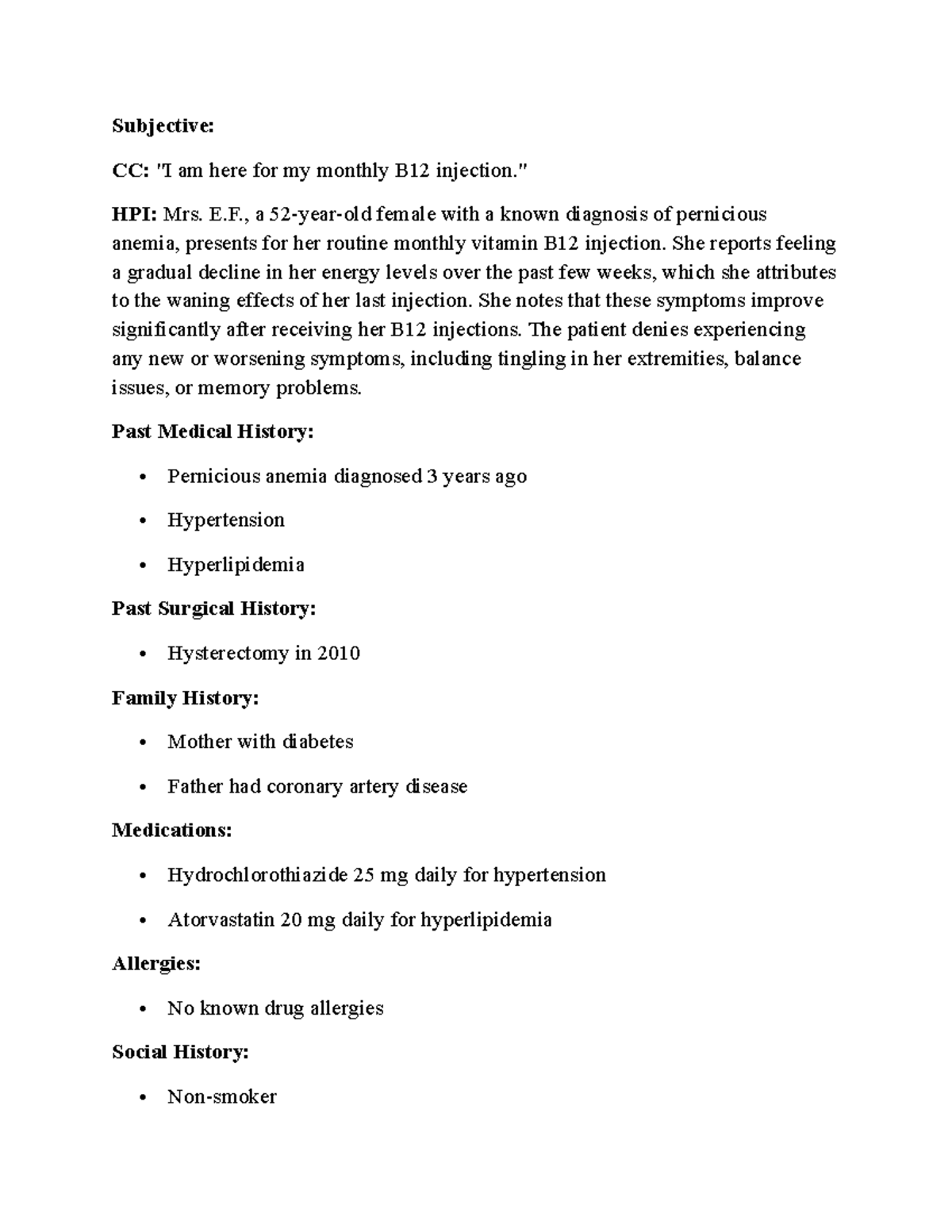 SOAP Note 21 - B12 Injection Assessment and Assignment - Studocu