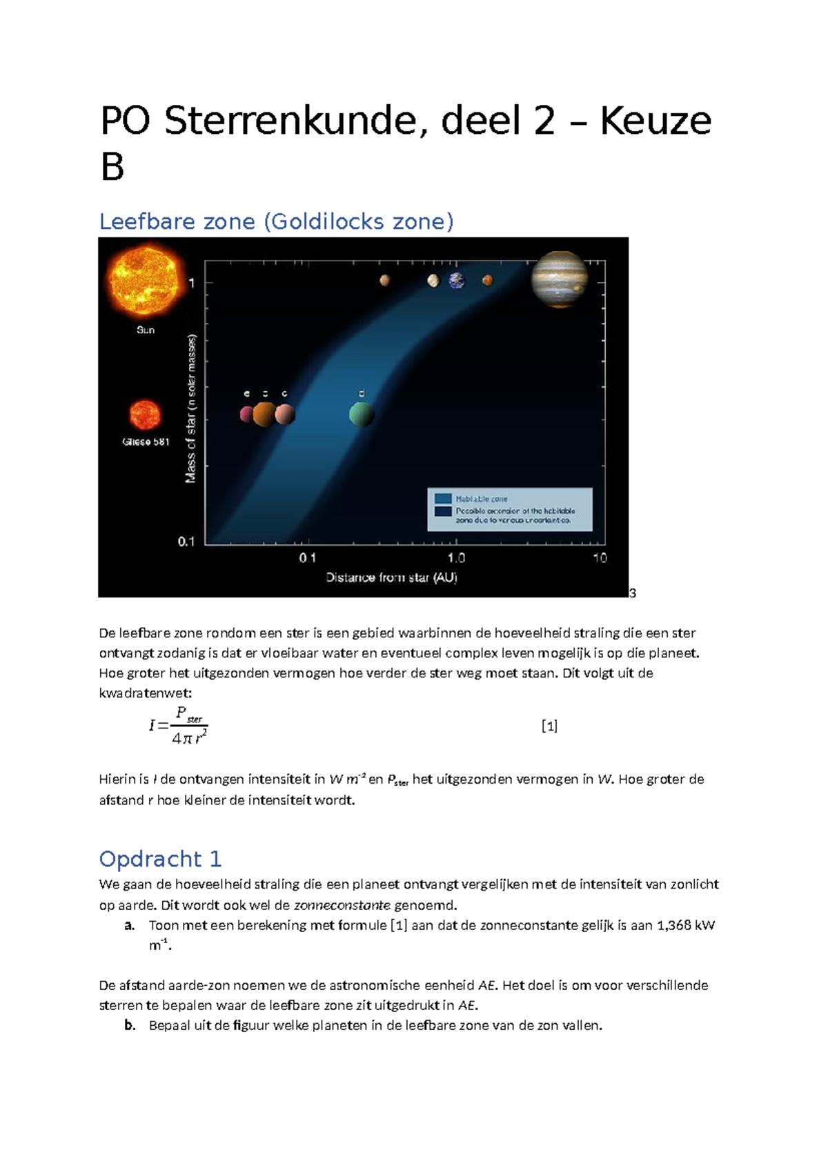 PO Sterrenkunde - Optie B: Leefbare Zone en Exoplaneten Analyse ...