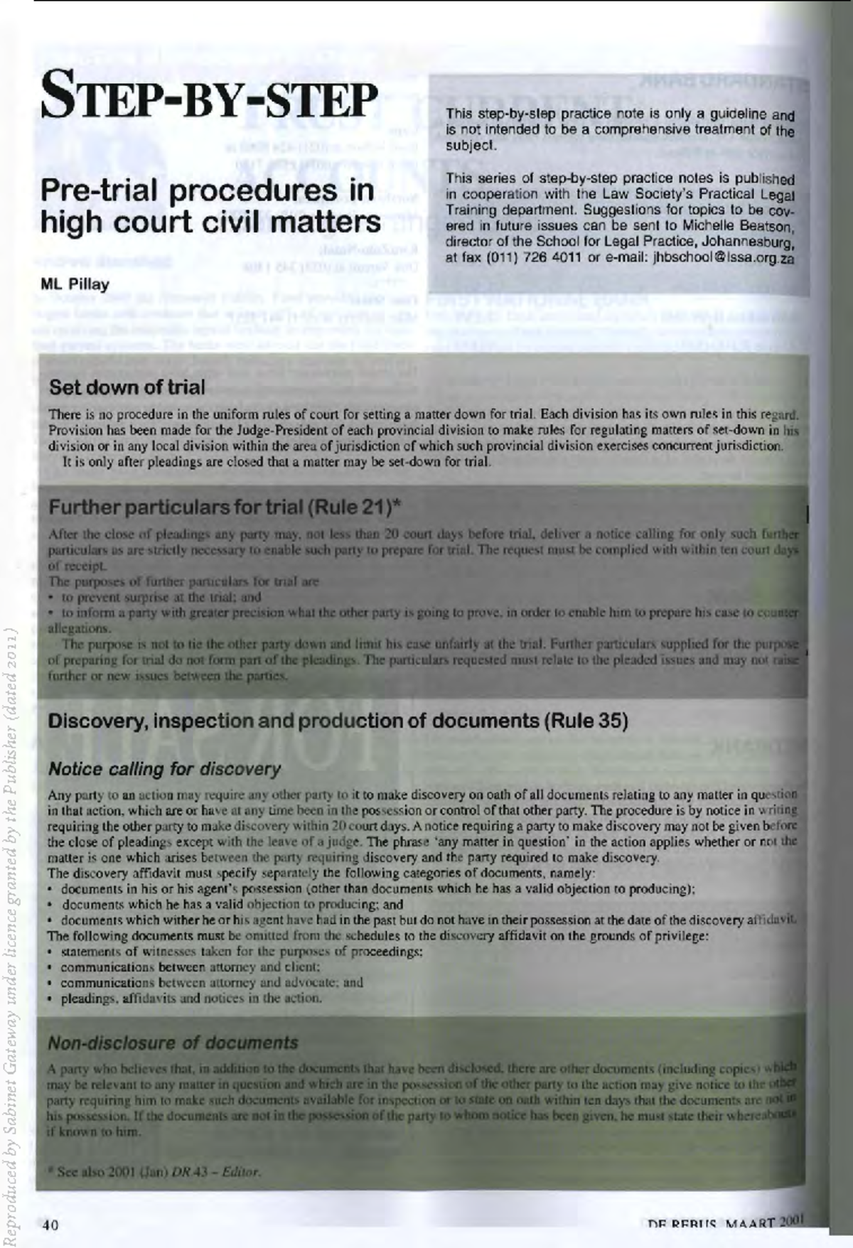 High Court Civil Matters: Step-by-Step Pre-Trial Procedures Guide - Studocu