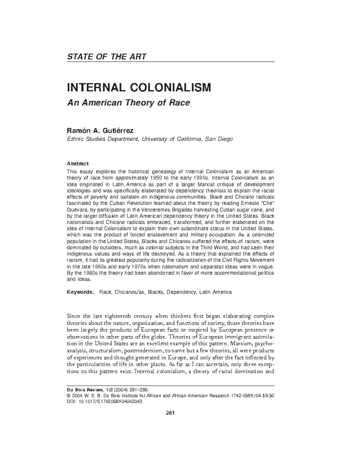 Internal Colonialism: An American Theory of Race Analysis (Ethnic ...