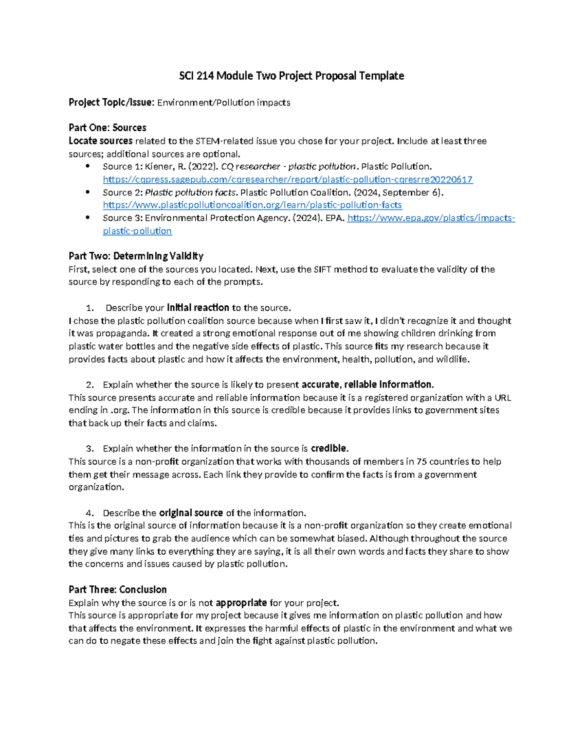 SCI 214 Mod 2 Project Proposal on Environmental Pollution Issues - Studocu
