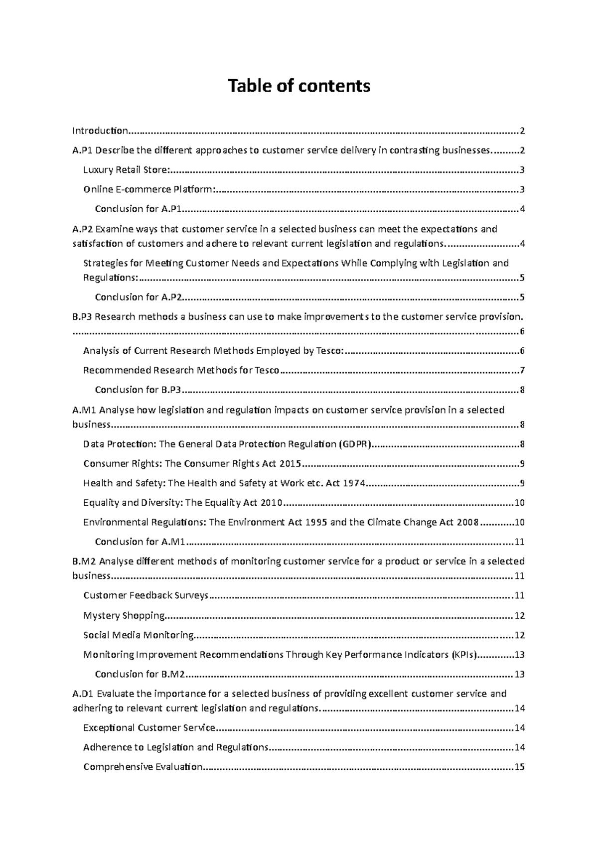 UNIT 14 Customer Service Approaches: Assignment 1 Analysis and ...