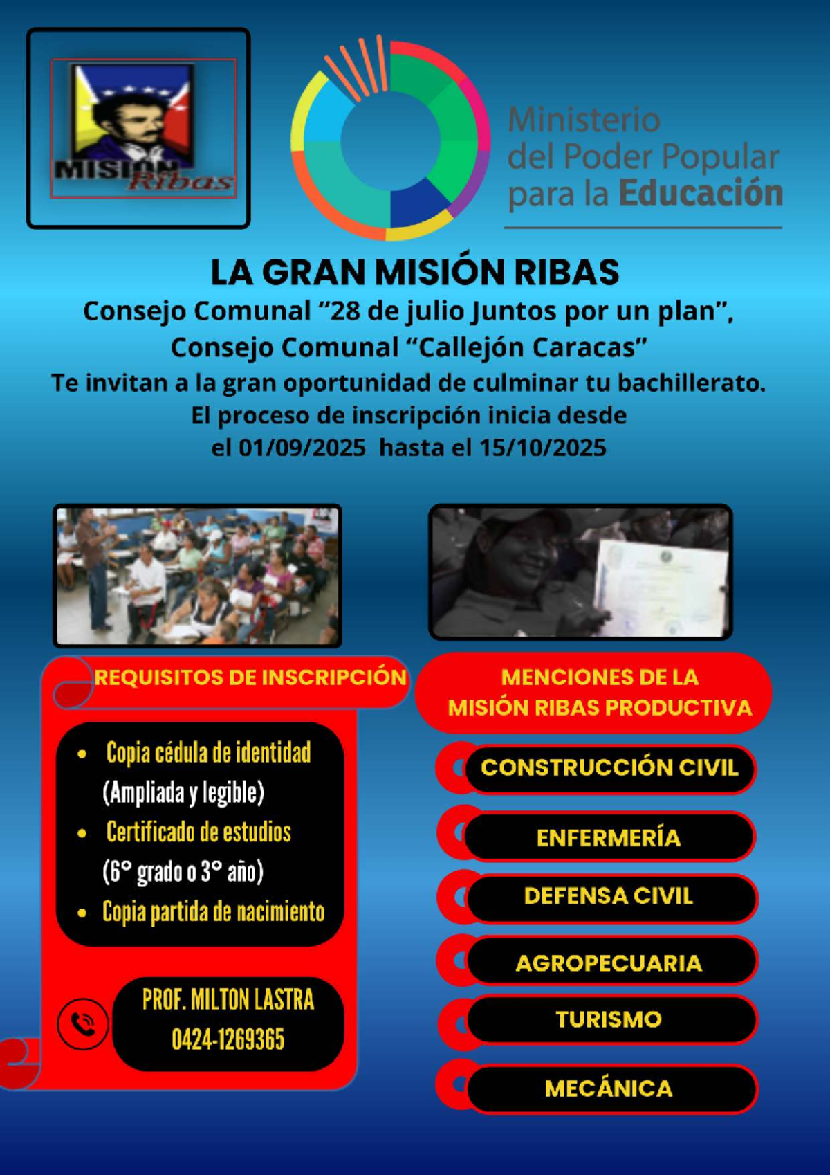 Flayer Misión Ribas 2025: Inscripción y Requisitos para Bachillerato ...