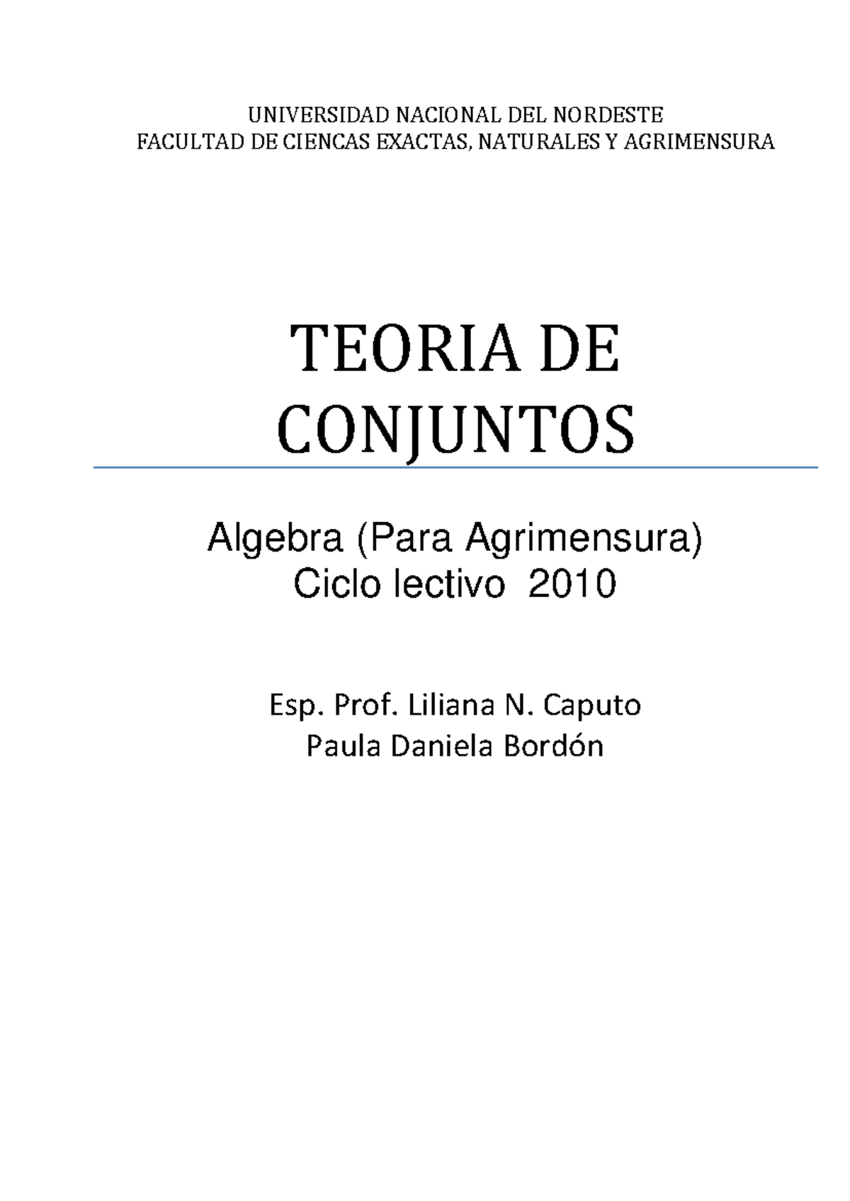 Conjuntos: Nociones y Operaciones en Algebra (Agrimensura) - Studocu