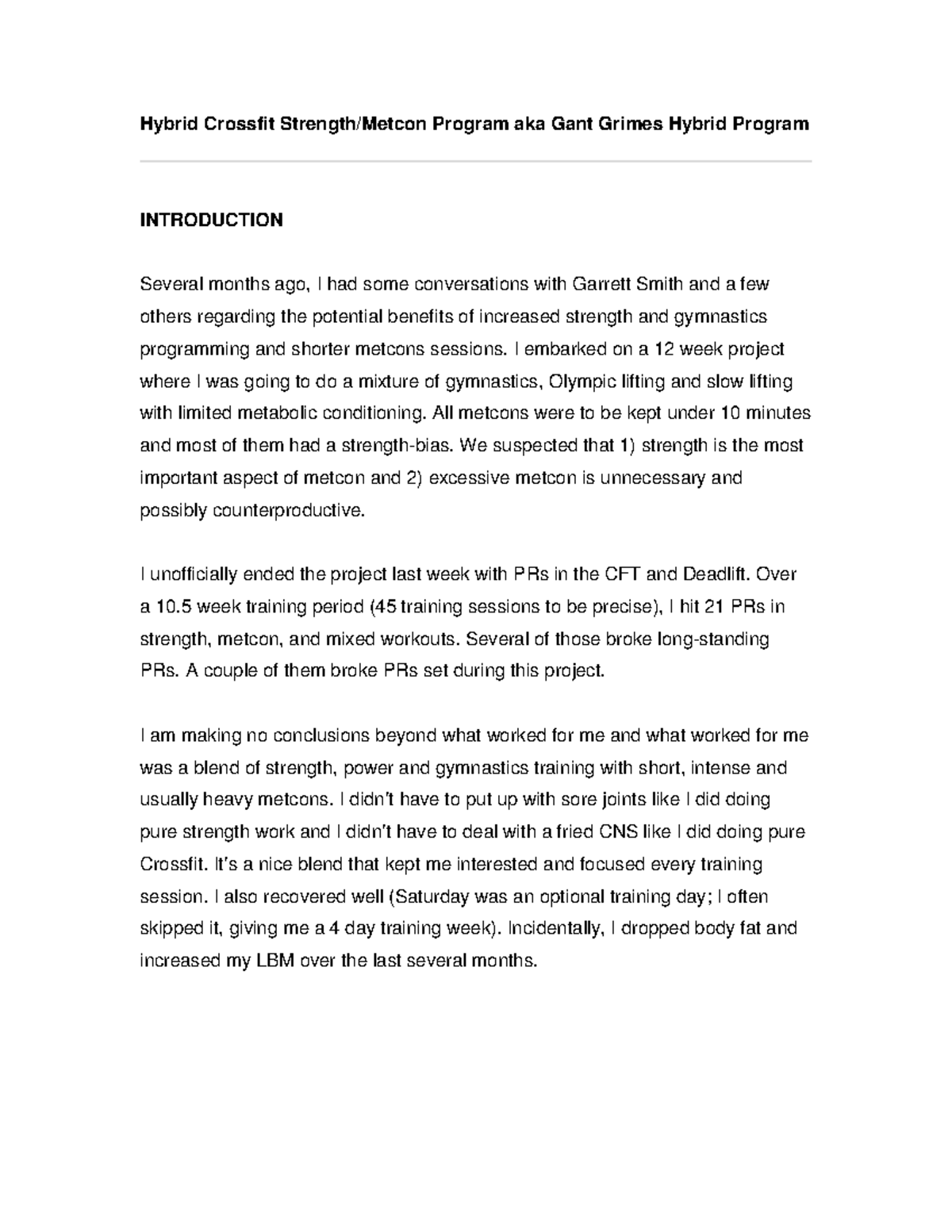 Hybrid CrossFit Strength Program: A 12-Week Training Guide - Studocu