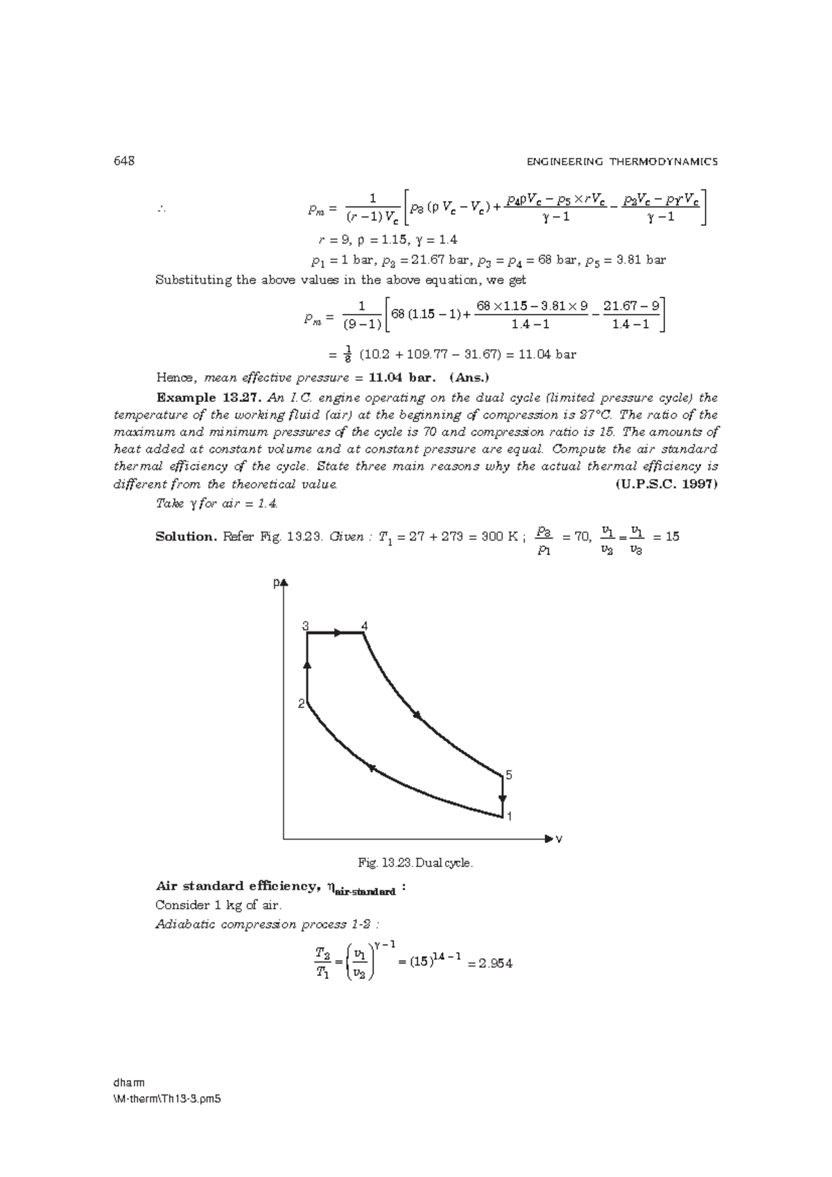 648 ENGINEERING THERMODYNAMICS Final Exam Notes on Dual Cycle - Studocu