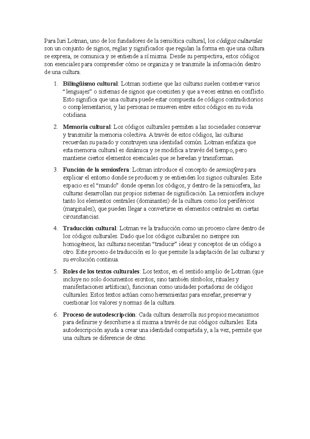Codigos culturales - ES INTERESANTE - Para Iuri Lotman, uno de los ...